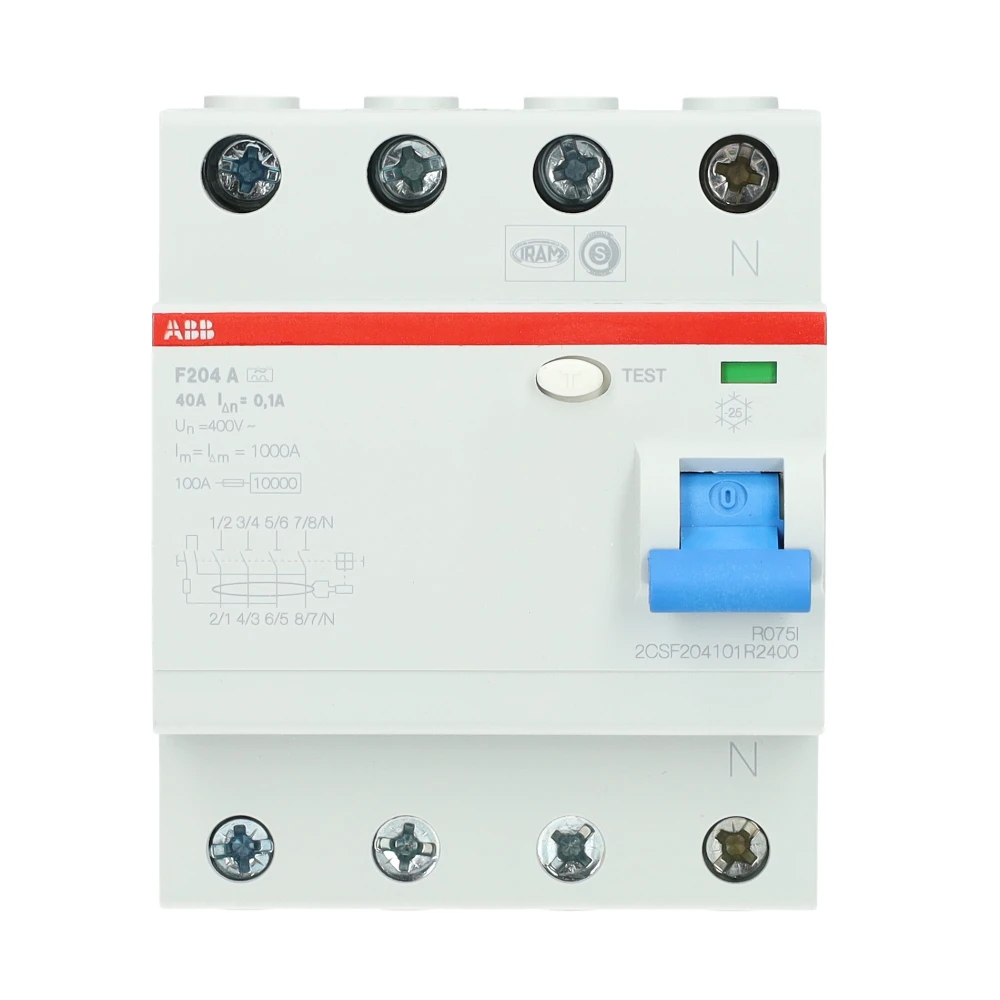 ABB Vynckier aardlekschakelaar 4-polig 40A 100mA - type A (F204 A-40/0.1) | Elektramat
