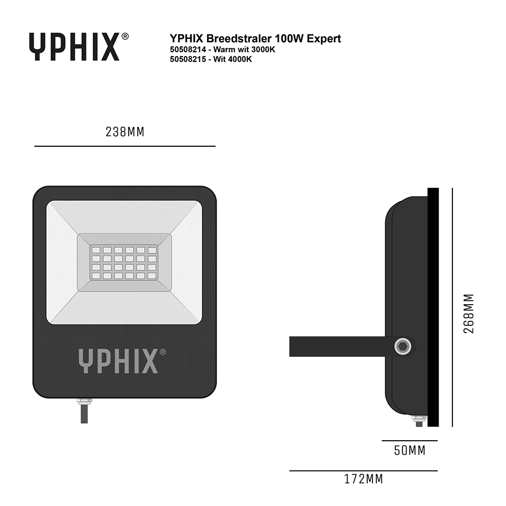 Yphix LED schijnwerper 100W 14.000lm warm wit 3000K IP65 (50508214 ...