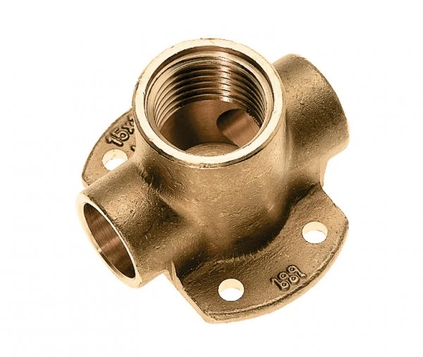 Bonfix muurplaat dubbel soldeerfitting messing binnendraad x capillair 12mm x 3/8" x 12mm (85640 ...