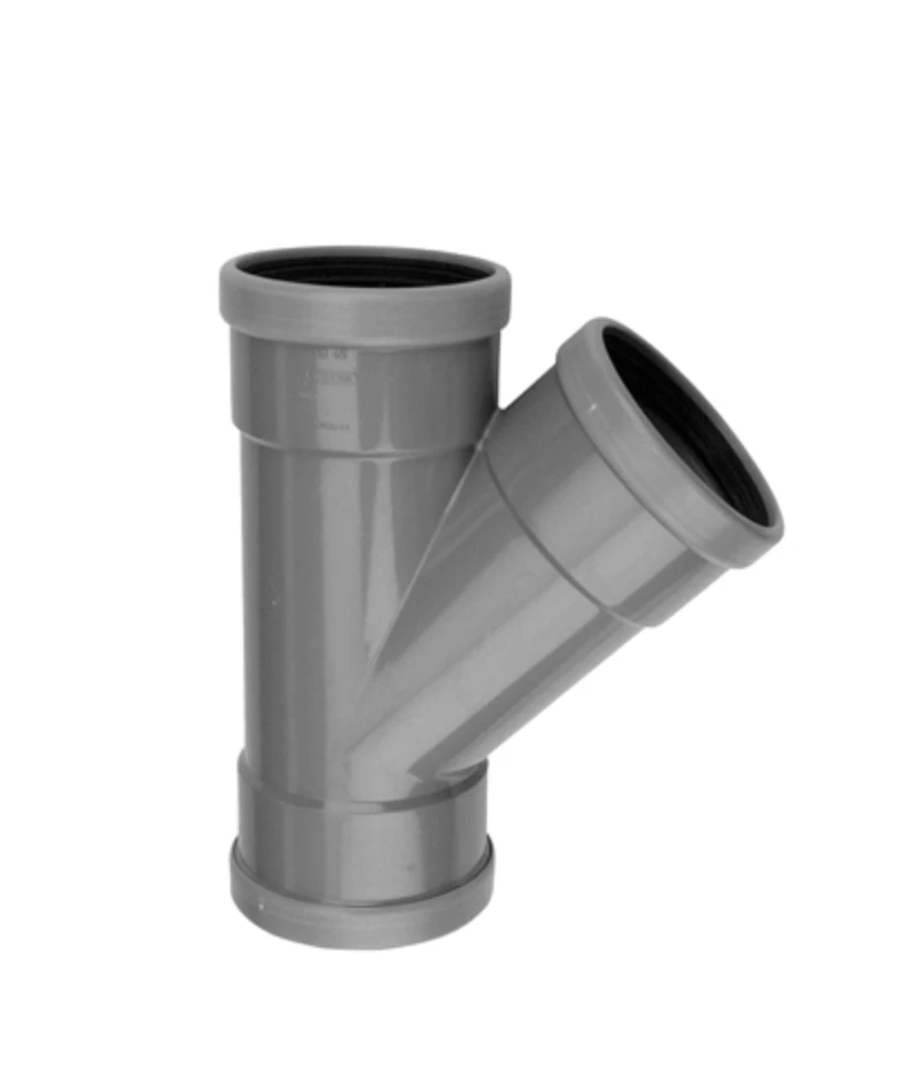 Wavin Wafix PVC T-stuk 45° mof-mof-mof manchet SN4 125mm - grijs (1112212004) | Elektramat