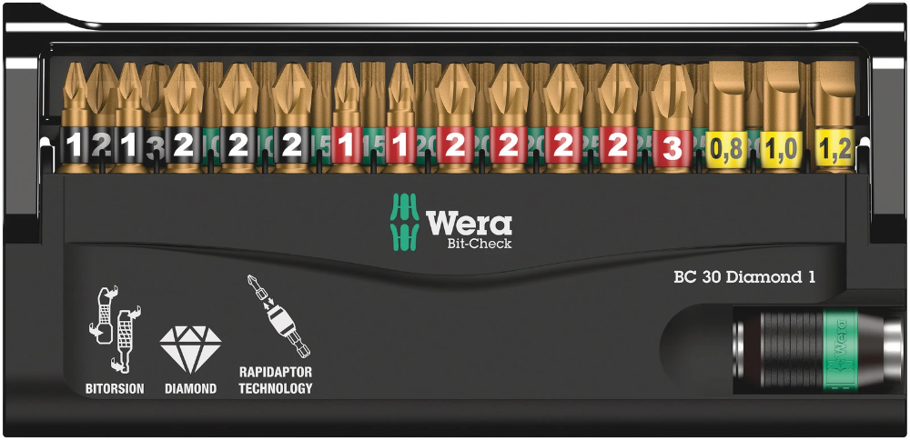 Wera bitset bit-check 30 diamant 1 met houder - 30 delig (05057431001 ...