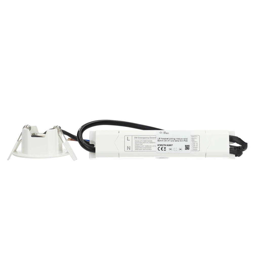 LED Republic noodverlichting inbouw 60mm rond 3h autotest IP20 wit ...