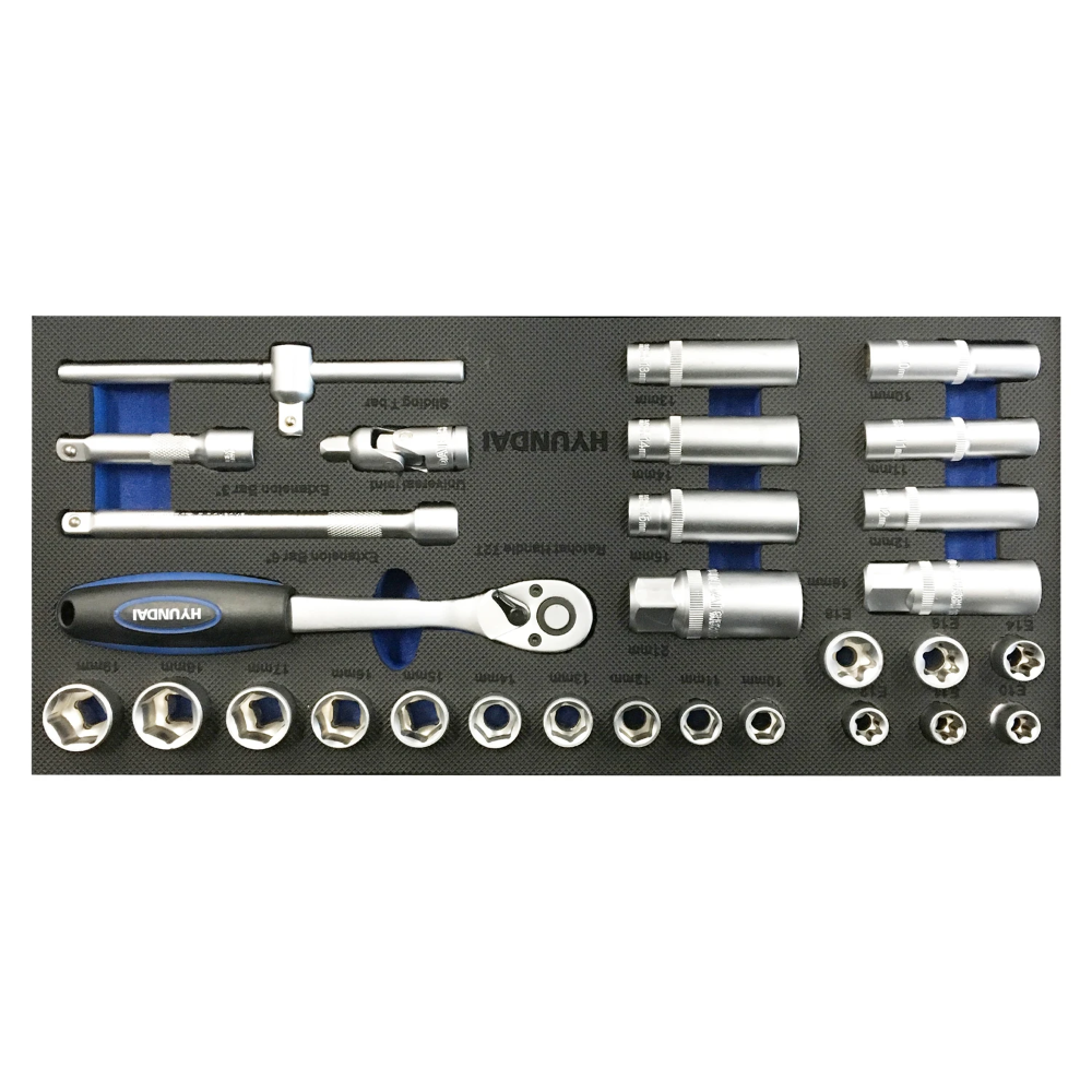 Hyundai dopsleutelset met ratel 3/8" in koffer 29-delig (59652 ...