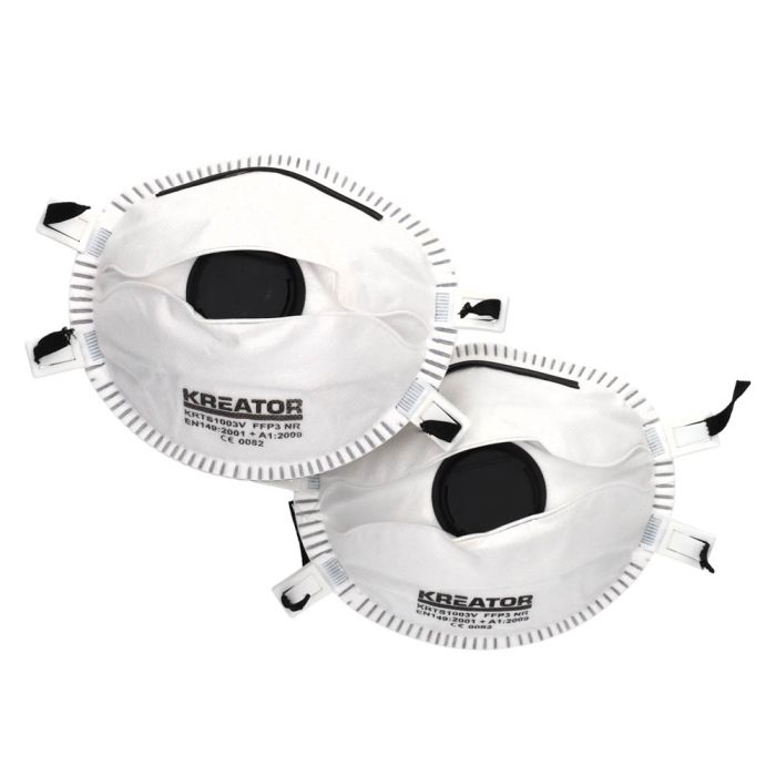 Kreator FFP3 stofmasker met ventiel set van 2 stuks (KRTS1003V ...