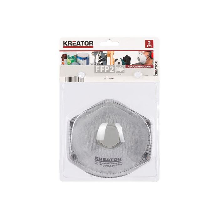 Kreator FFP2 geurverminderend stofmasker met ventiel set van 2 stuks ...