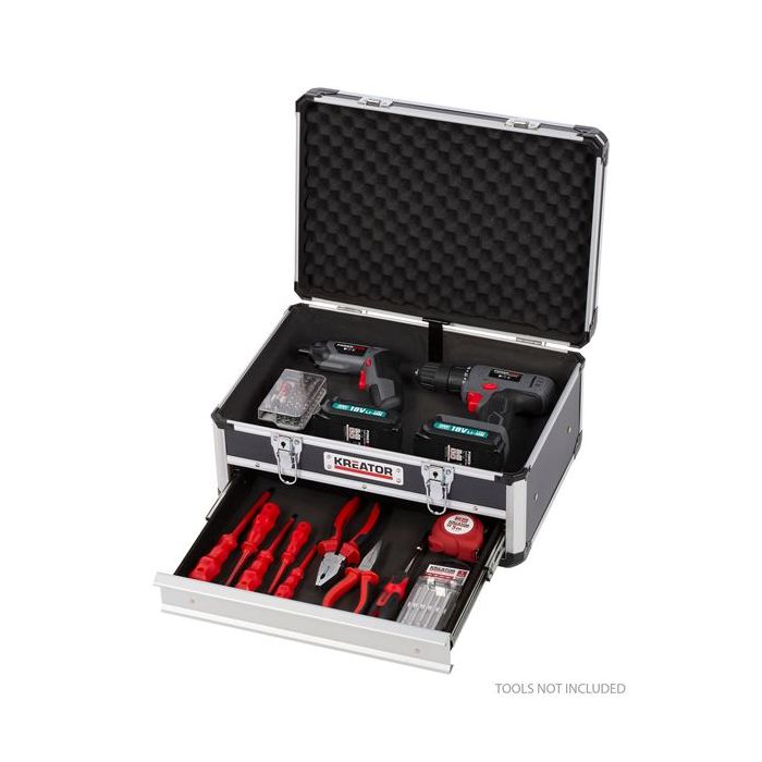 Kreator aluminium koffer met lade met sloten 430x205x300mm zwart ...